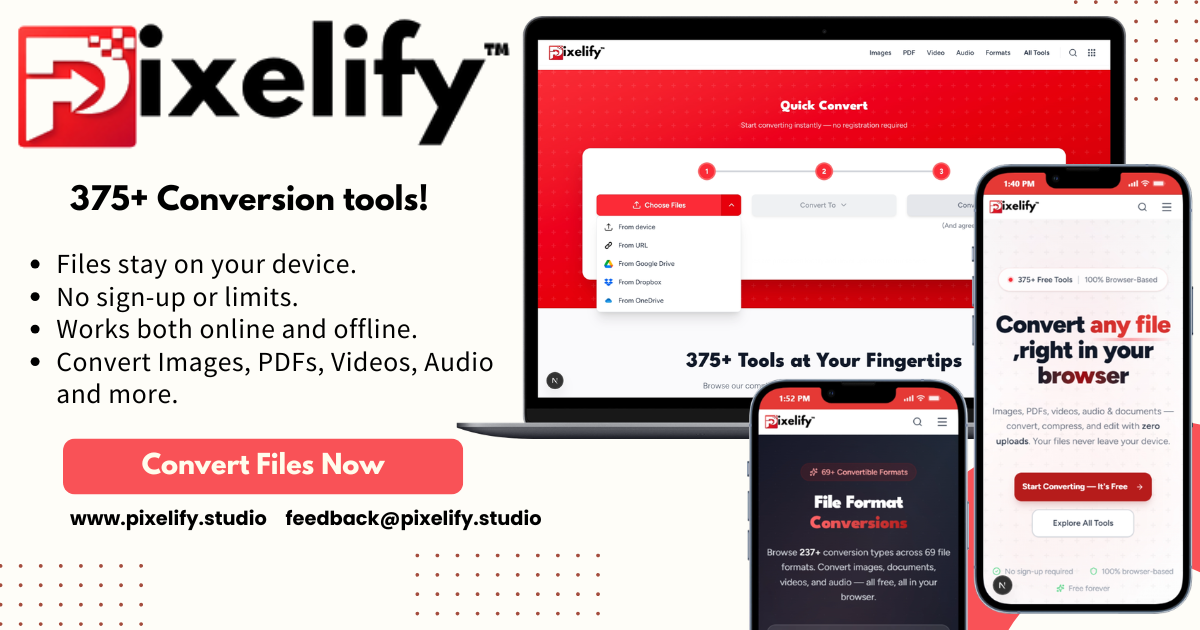 Pixelify.studio – 370+ Free Online File Converter Tools